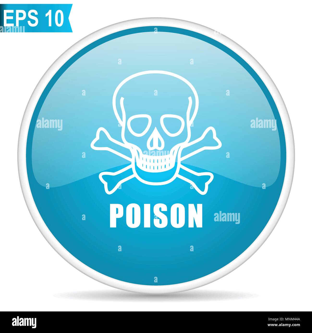 Blue glossy poison skull vector icon isolated on white background Stock ...