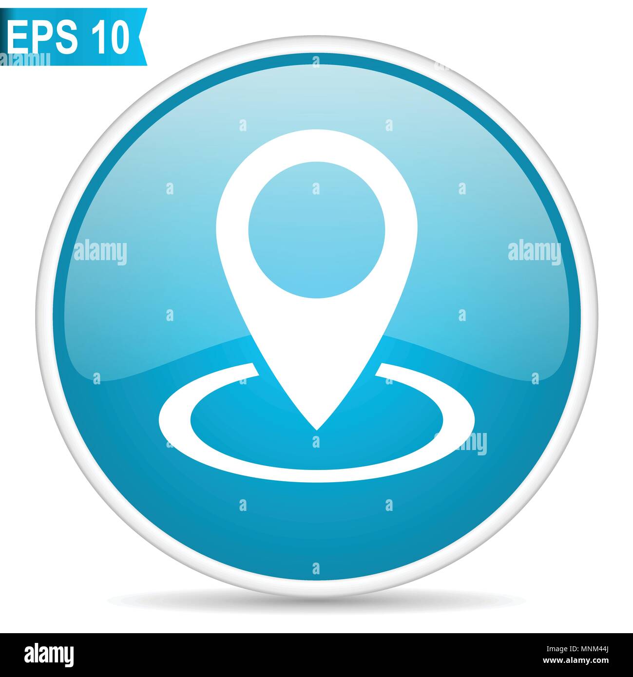 Blue glossy map pointer vector icon isolated on white background Stock ...