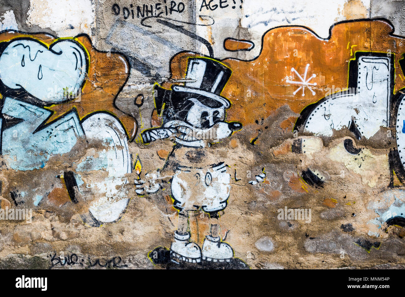 Broken Mickey Mouse graffiti in Lisbon, Portugal Stock Photo - Alamy