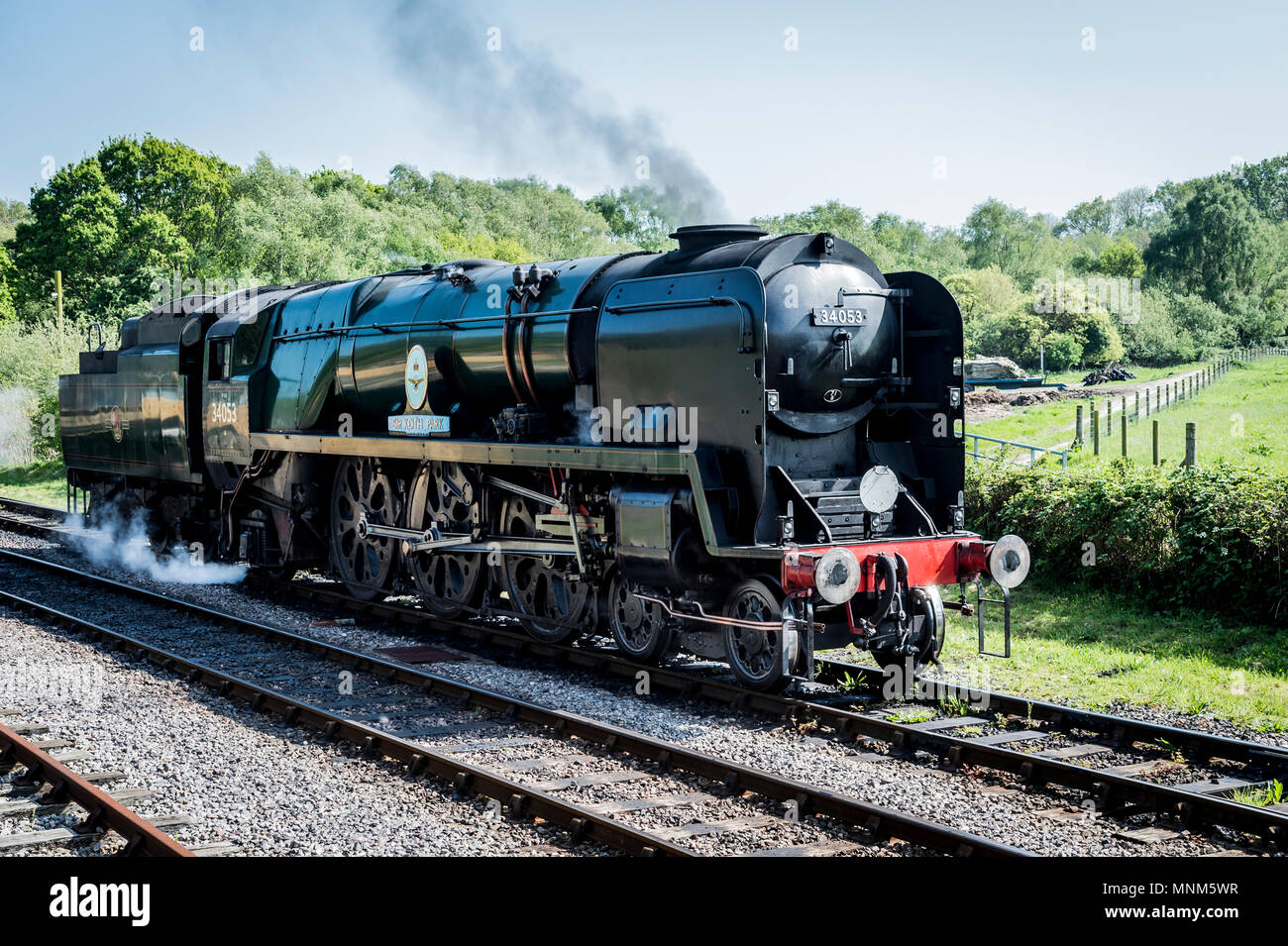 Railway scene on the Swanage Heritage Railway, with the Sir Keith Park ...