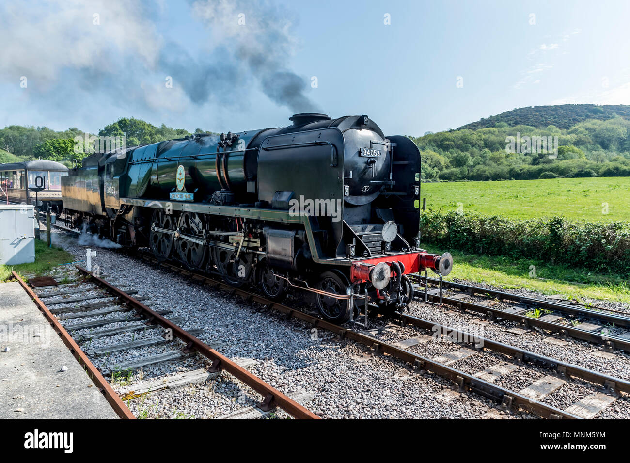 Railway scene on the Swanage Heritage Railway, with the Sir Keith Park ...