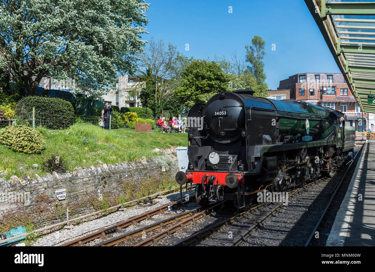 Railway scene on the Swanage Heritage Railway, with the Sir Keith Park ...
