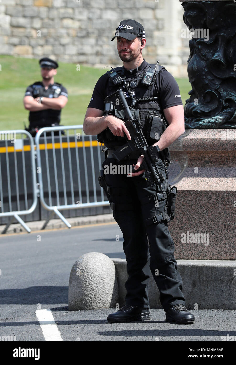 Armed police outside Windsor Castle ahead of the wedding of Prince ...
