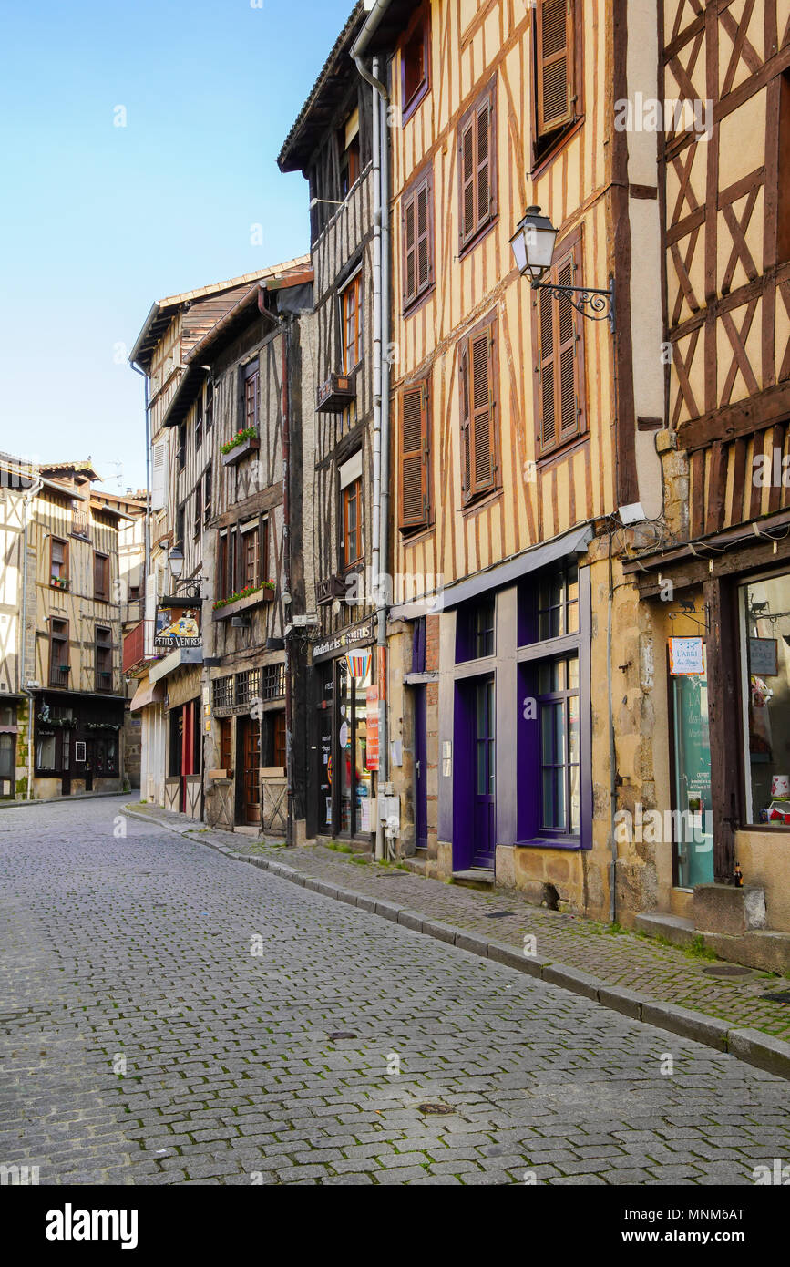 Half timber-framed houses (maison en pans de bois) in old Limoges ...
