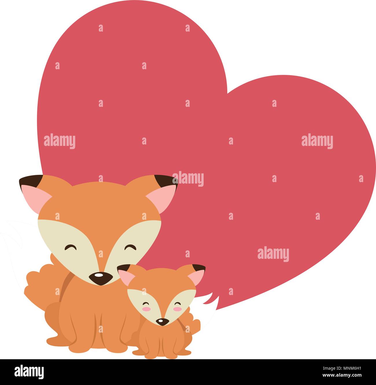 cute father and son foxes in heart characters Stock Vector Image & Art ...