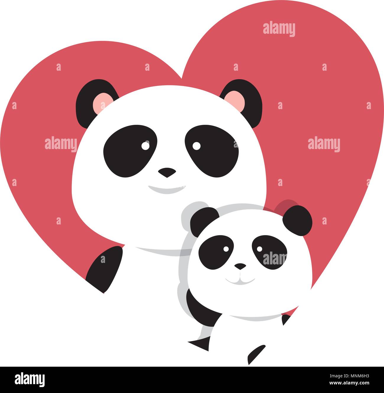 cute father and son panda bears in heart characters Stock Vector Image ...