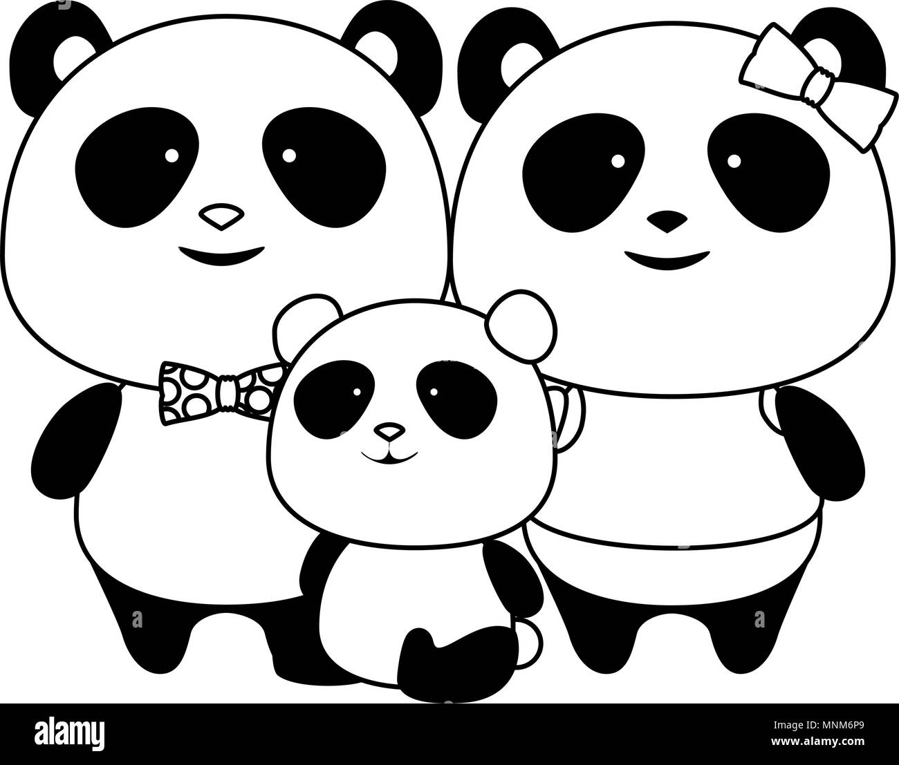 Panda Family Drawing