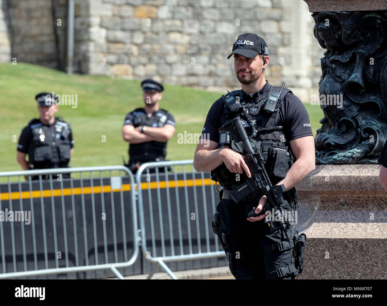 Armed police outside Windsor Castle ahead of the wedding of Prince ...