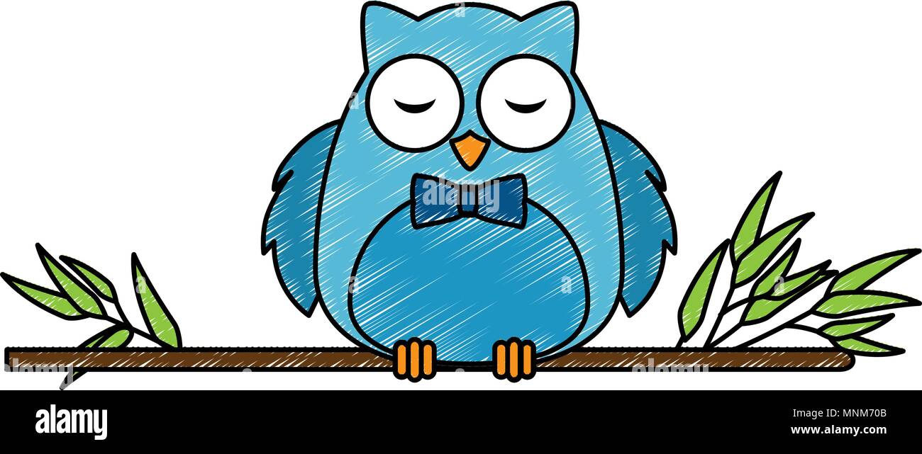 cute owl bird adorable in branch character Stock Vector Image & Art - Alamy