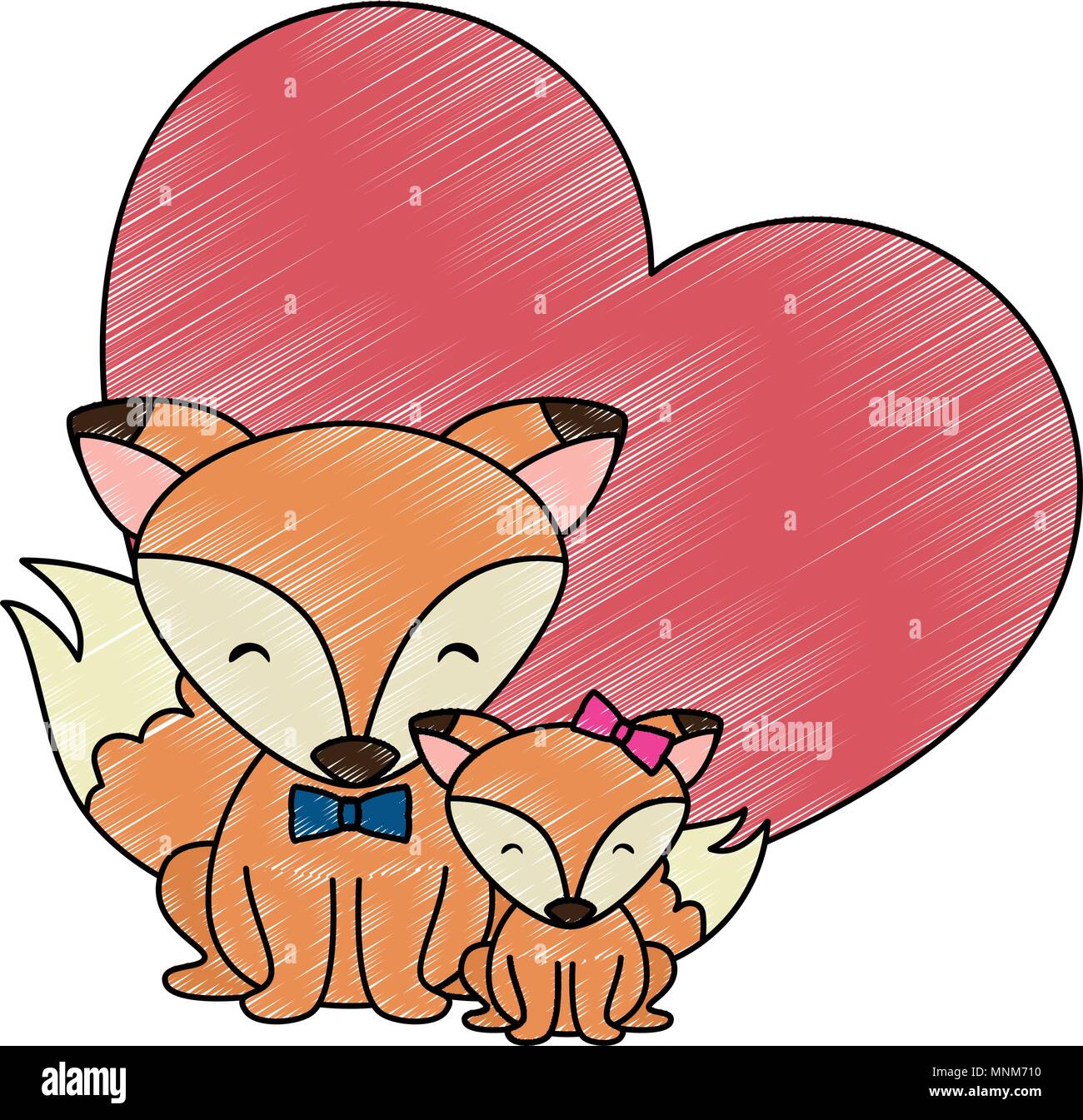 cute father and son foxes in heart characters Stock Vector Image & Art ...