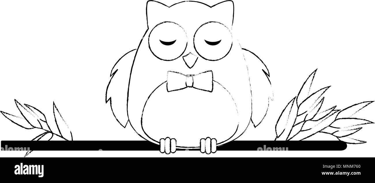 cute owl bird adorable in branch character Stock Vector Image & Art - Alamy