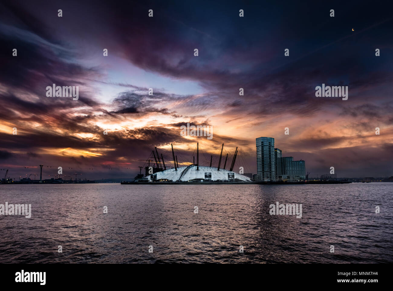 The O2 Arena in North Greenwich, London during the blue hour just ...