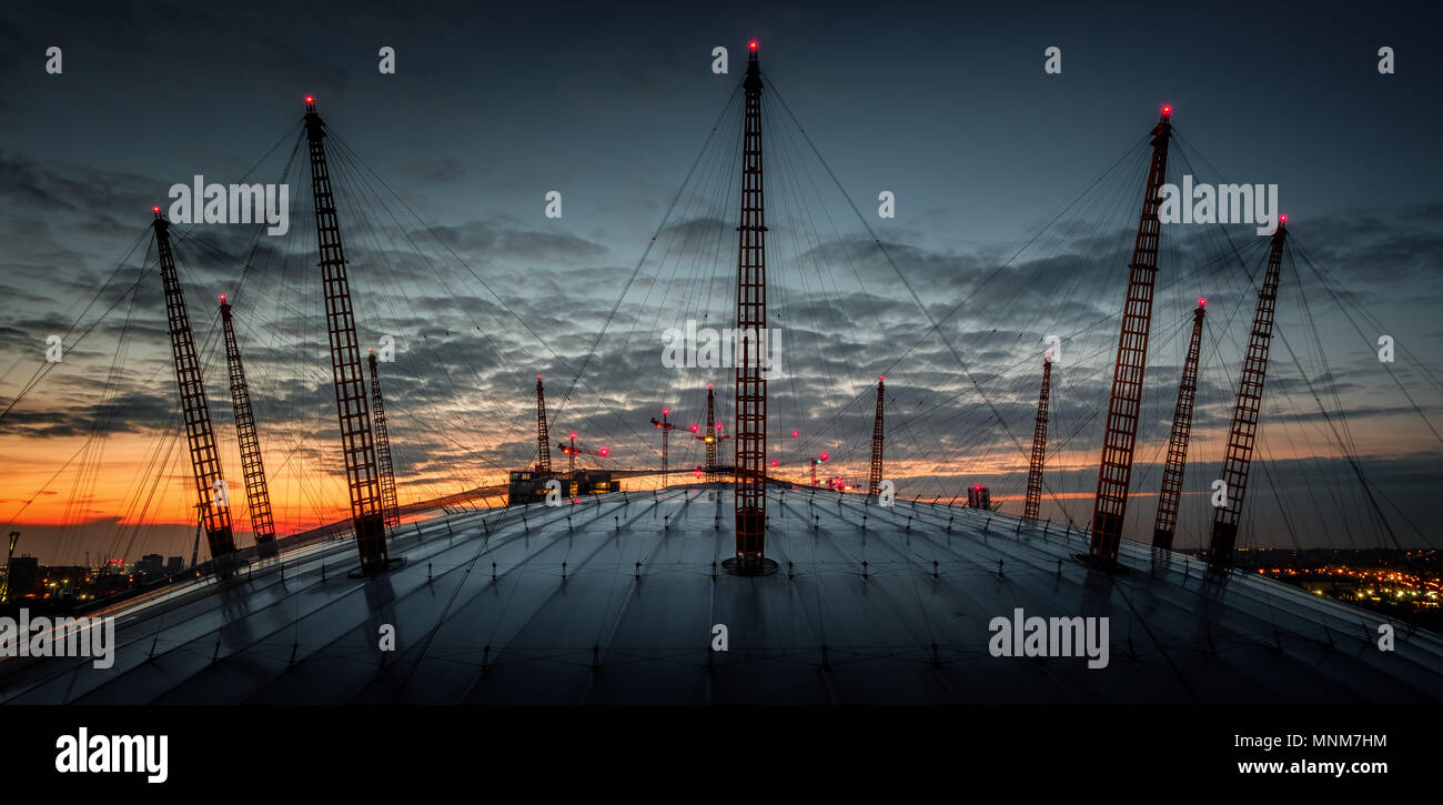 Beautiful sunrise at the O2 Arena in North Greenwich, London Stock ...