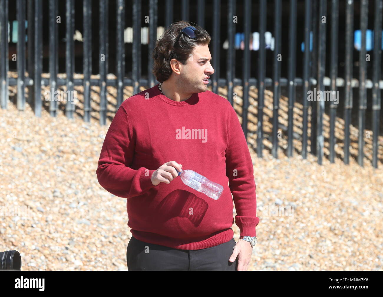 The cast of TOWIE filming at Brighton Beach Featuring: James Argent ...