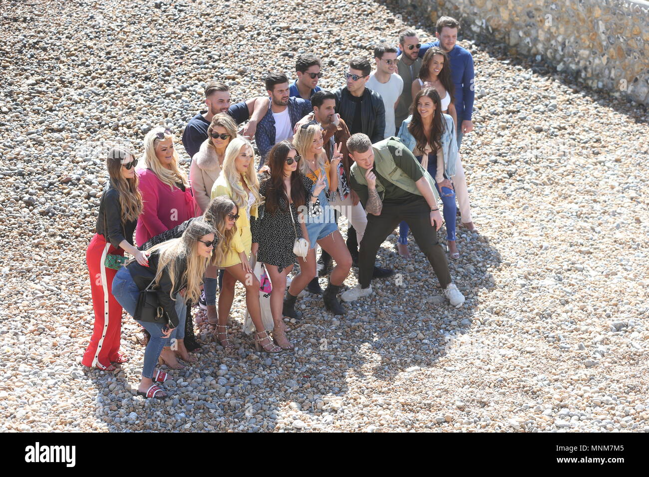 The cast of TOWIE filming at Brighton Beach Featuring: Towie cast ...