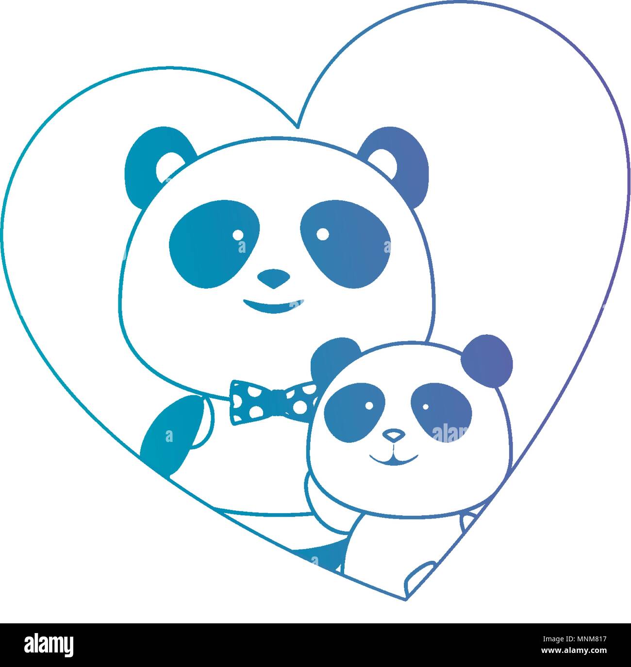 cute father and son panda bears in heart characters Stock Vector Image ...