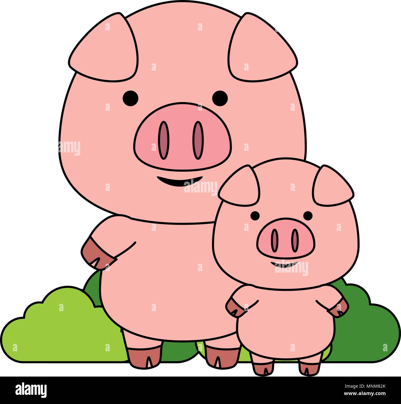 cute little pig father and son adorables characters Stock Vector Image ...