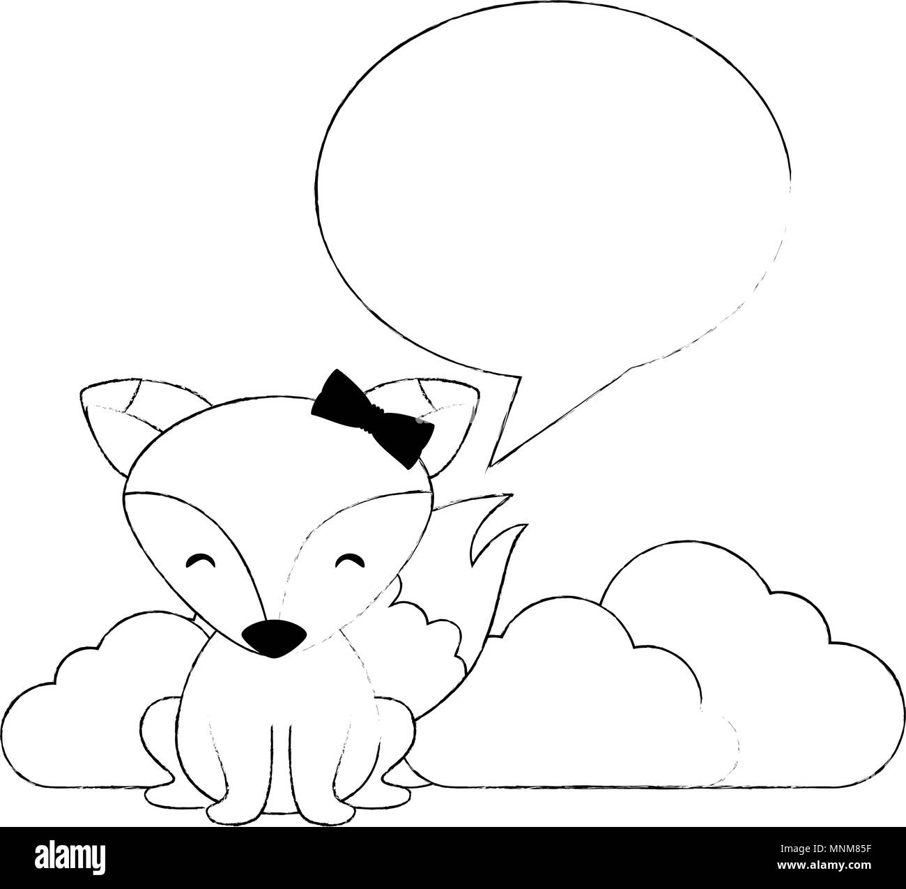 cute female fox with speech bubble character Stock Vector Image & Art ...