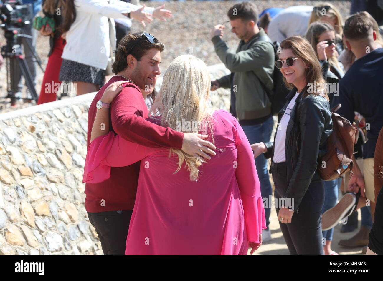 The cast of TOWIE filming at Brighton Beach Featuring: James Argent ...