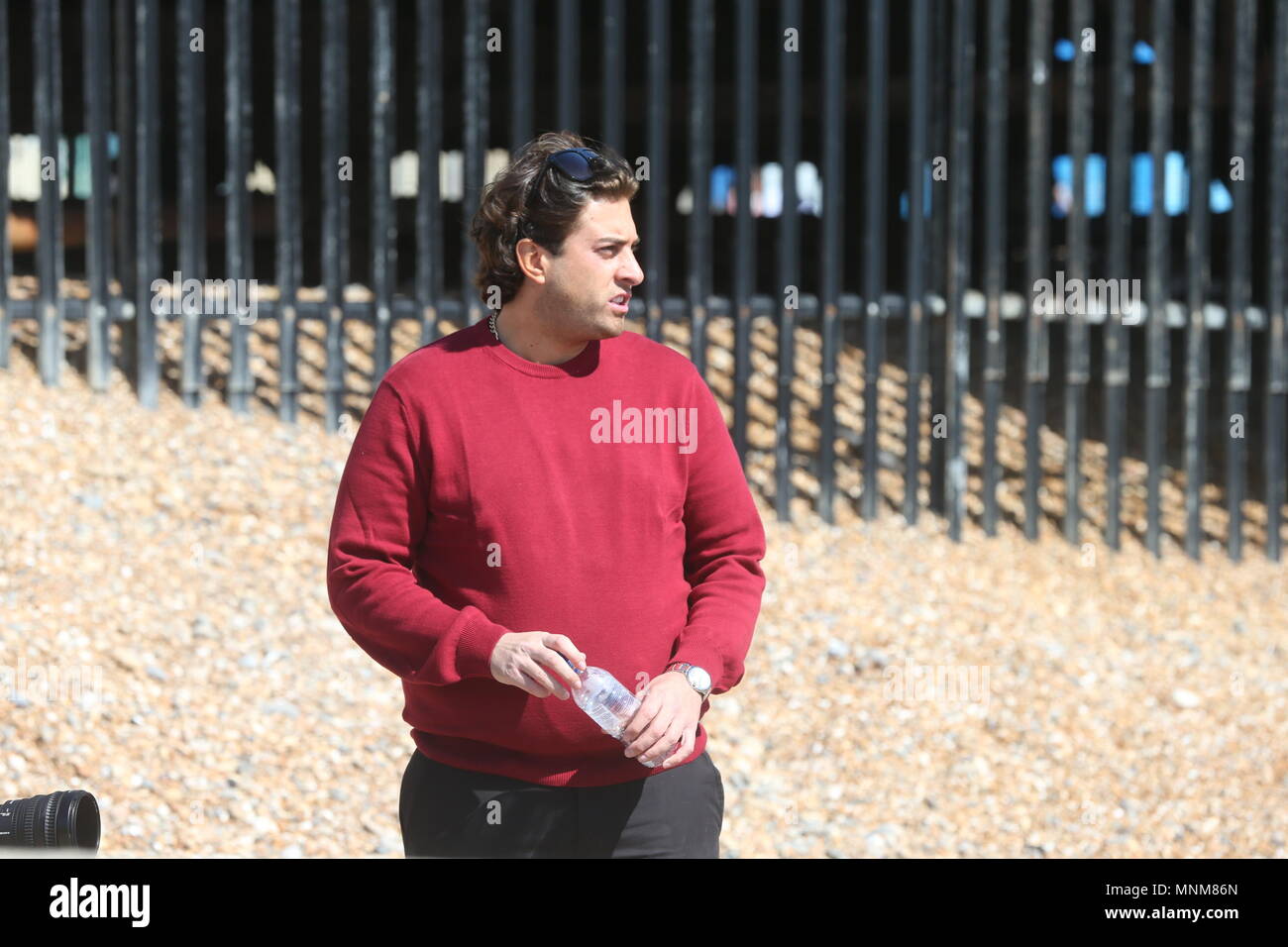 The cast of TOWIE filming at Brighton Beach Featuring: James Argent ...