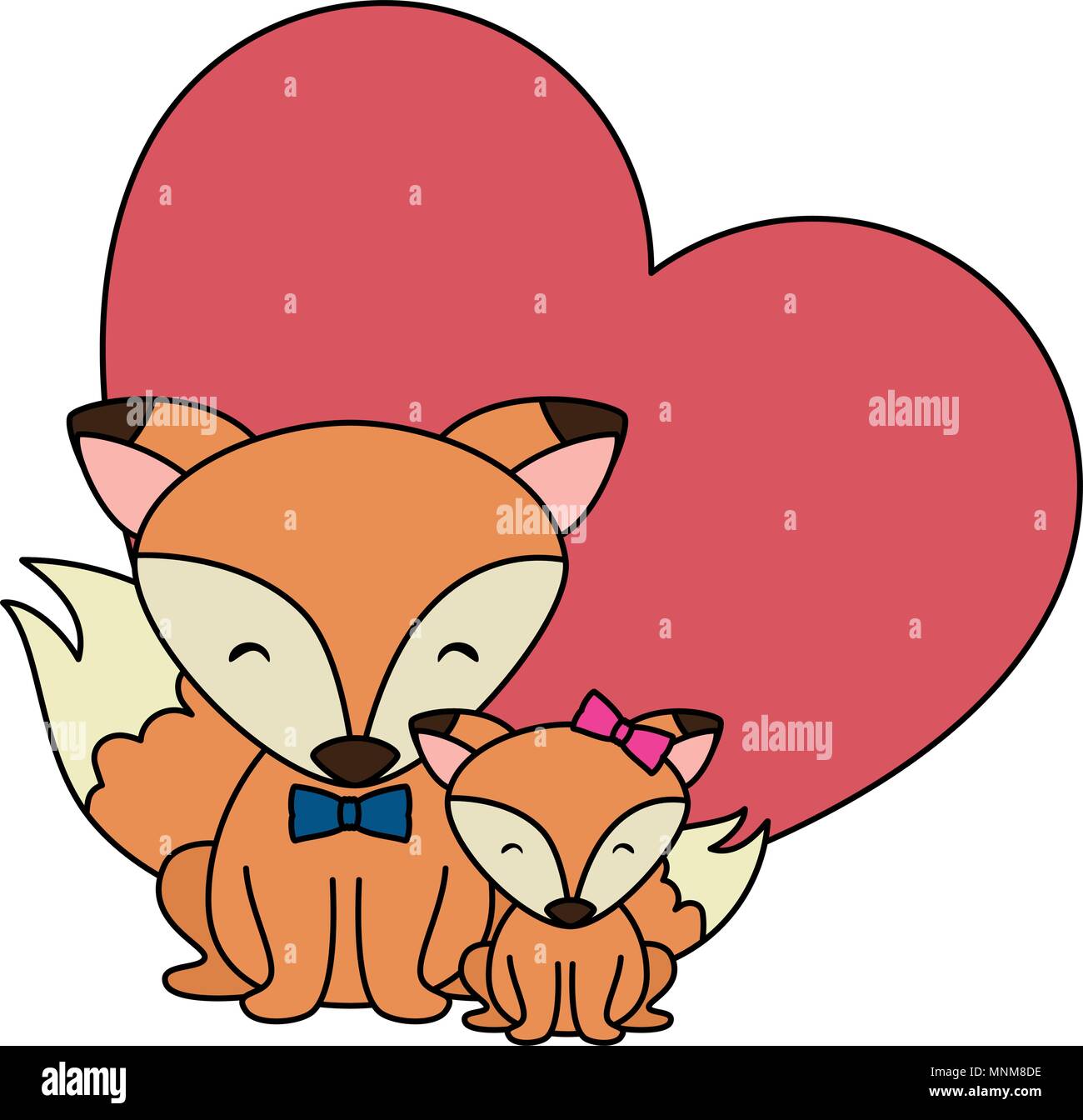 cute father and son foxes in heart characters Stock Vector Image & Art ...