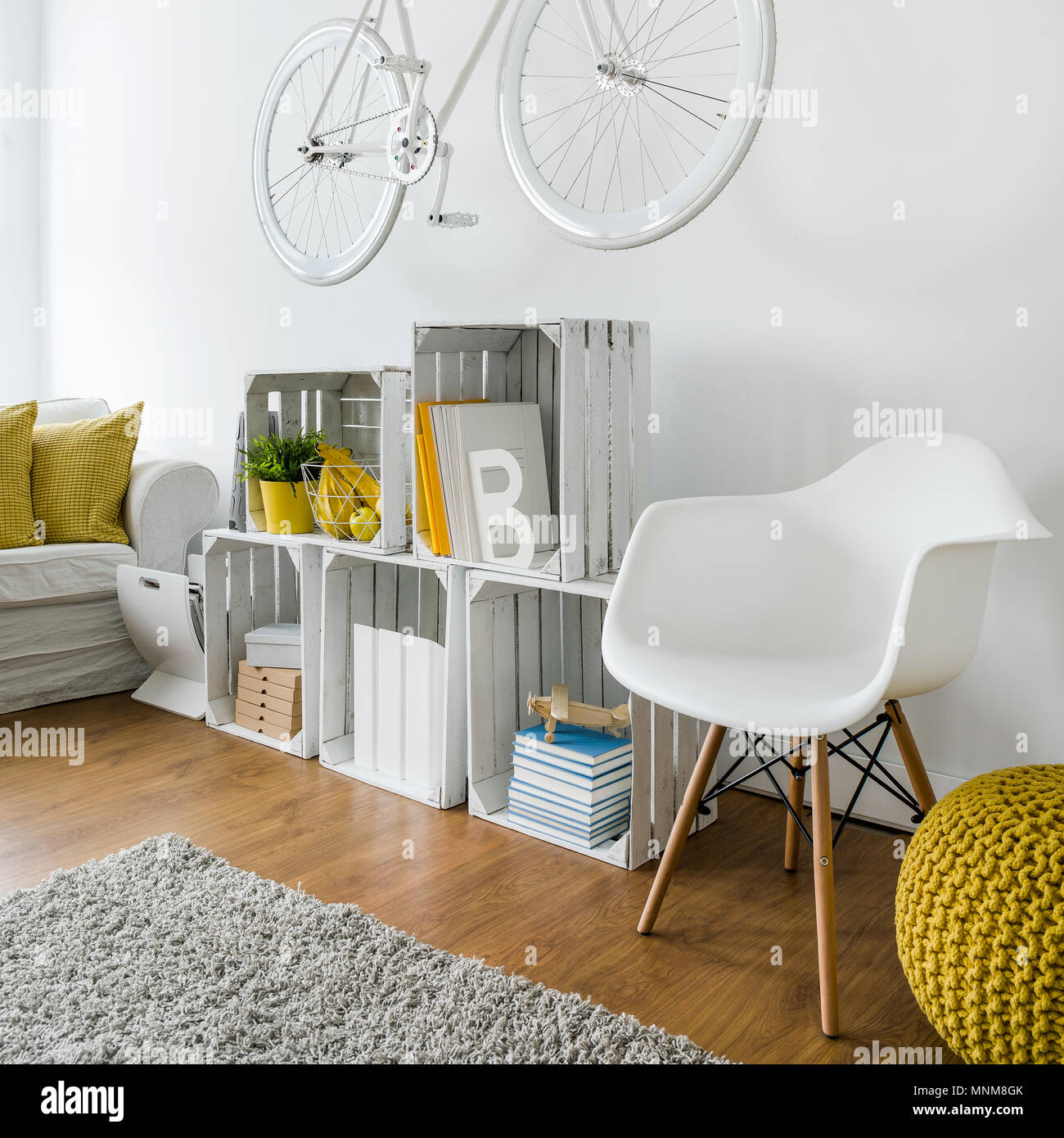 Vintage design of little student's studio with original decorations ...