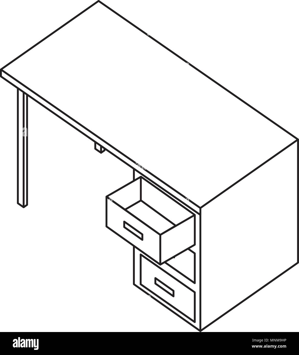 office desk furniture drawers isometric image Stock Vector Image & Art ...