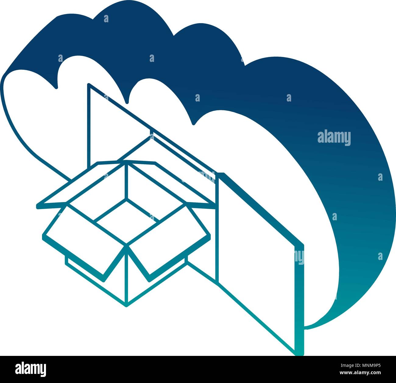 cloud computing with box carton isometric icon Stock Vector Image & Art ...