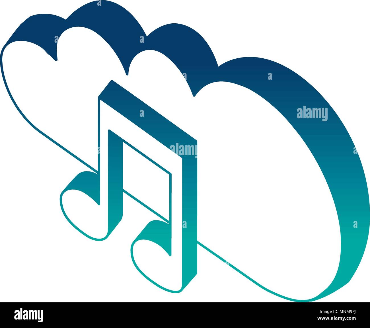 cloud computing with music note isometric icon Stock Vector Image & Art ...
