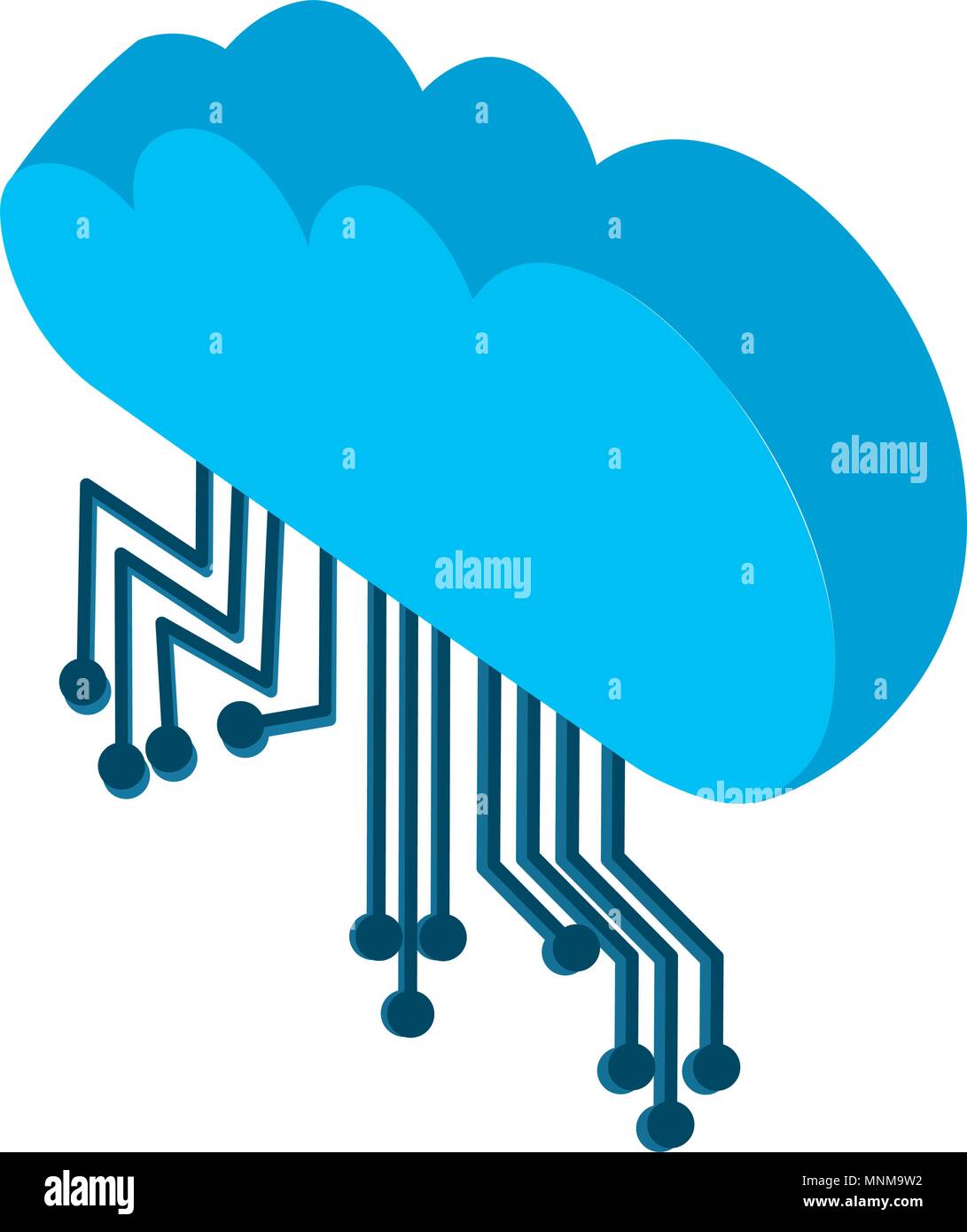 cloud computing with electric circuit isometric icon Stock Vector Image ...