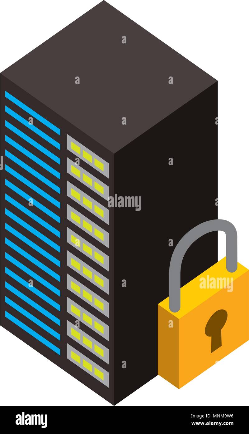 server data center with padlock isometric icon Stock Vector Image & Art ...