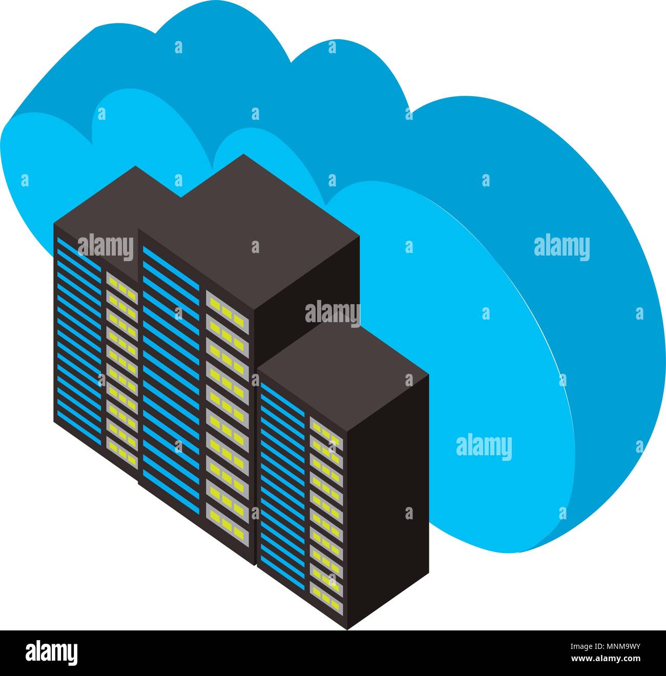 cloud computing with server towers isometric icon Stock Vector Image ...