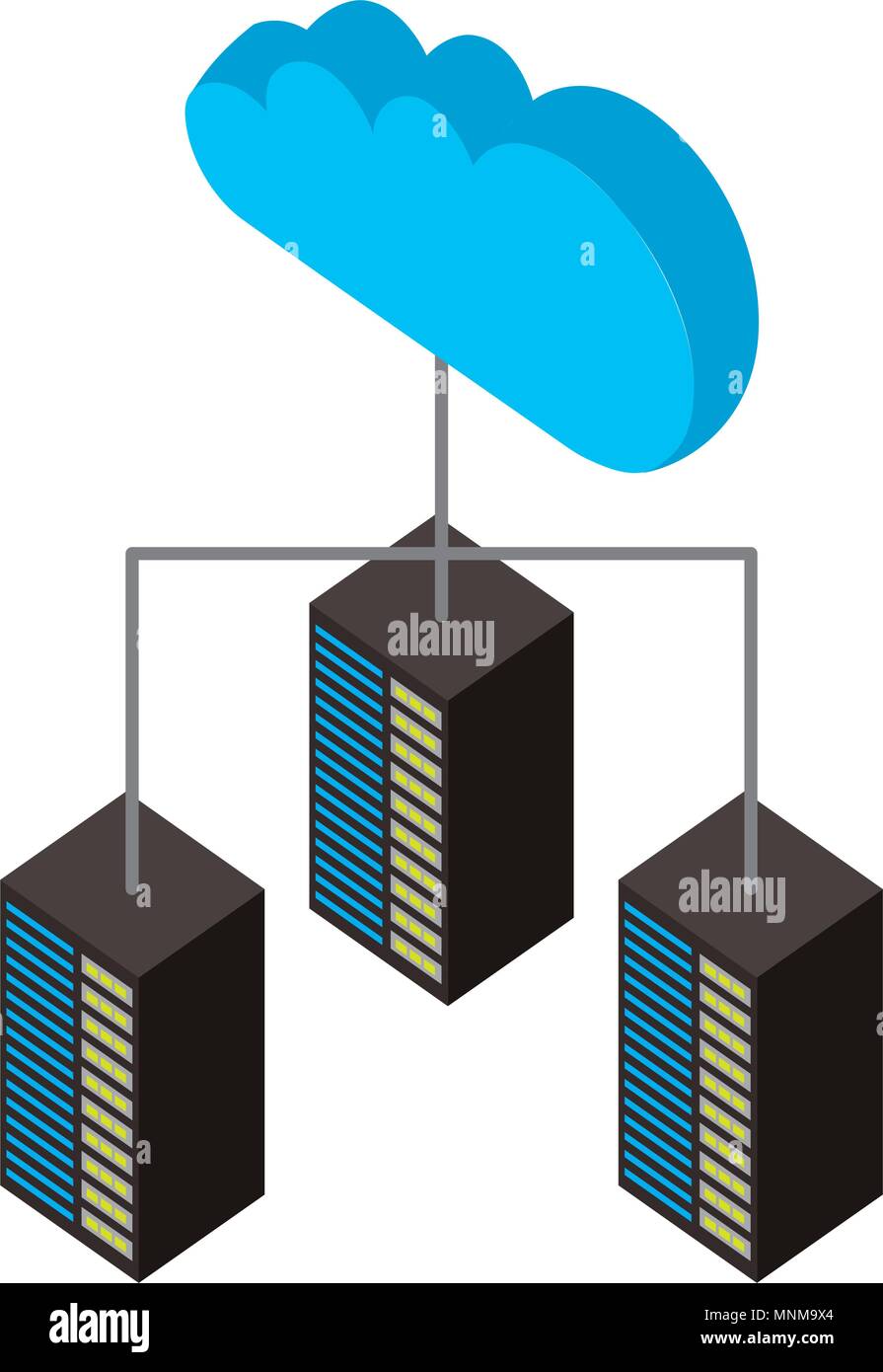 cloud computing with server towers isometric icon Stock Vector Image & Art - Alamy