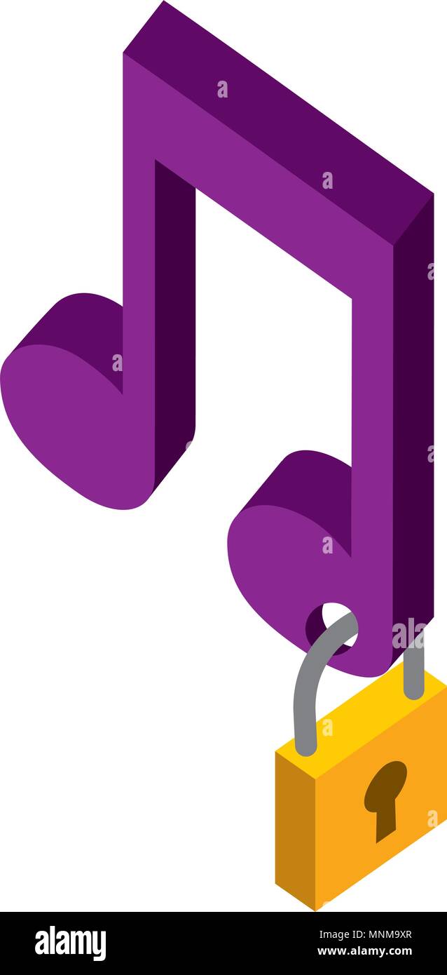 music note with padlock isometric icon Stock Vector Image & Art - Alamy