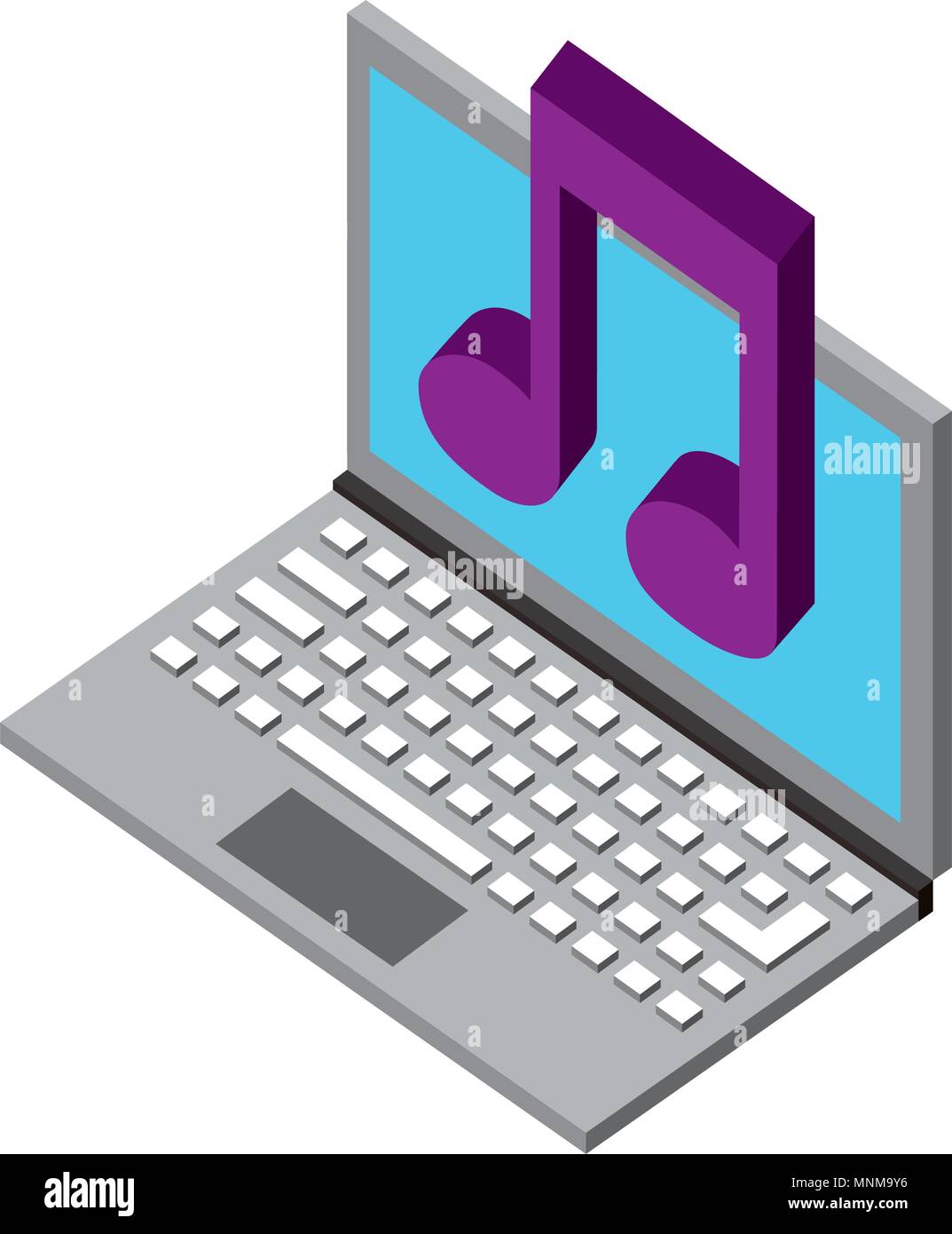 laptop computer with music note isometric icon Stock Vector Image & Art ...