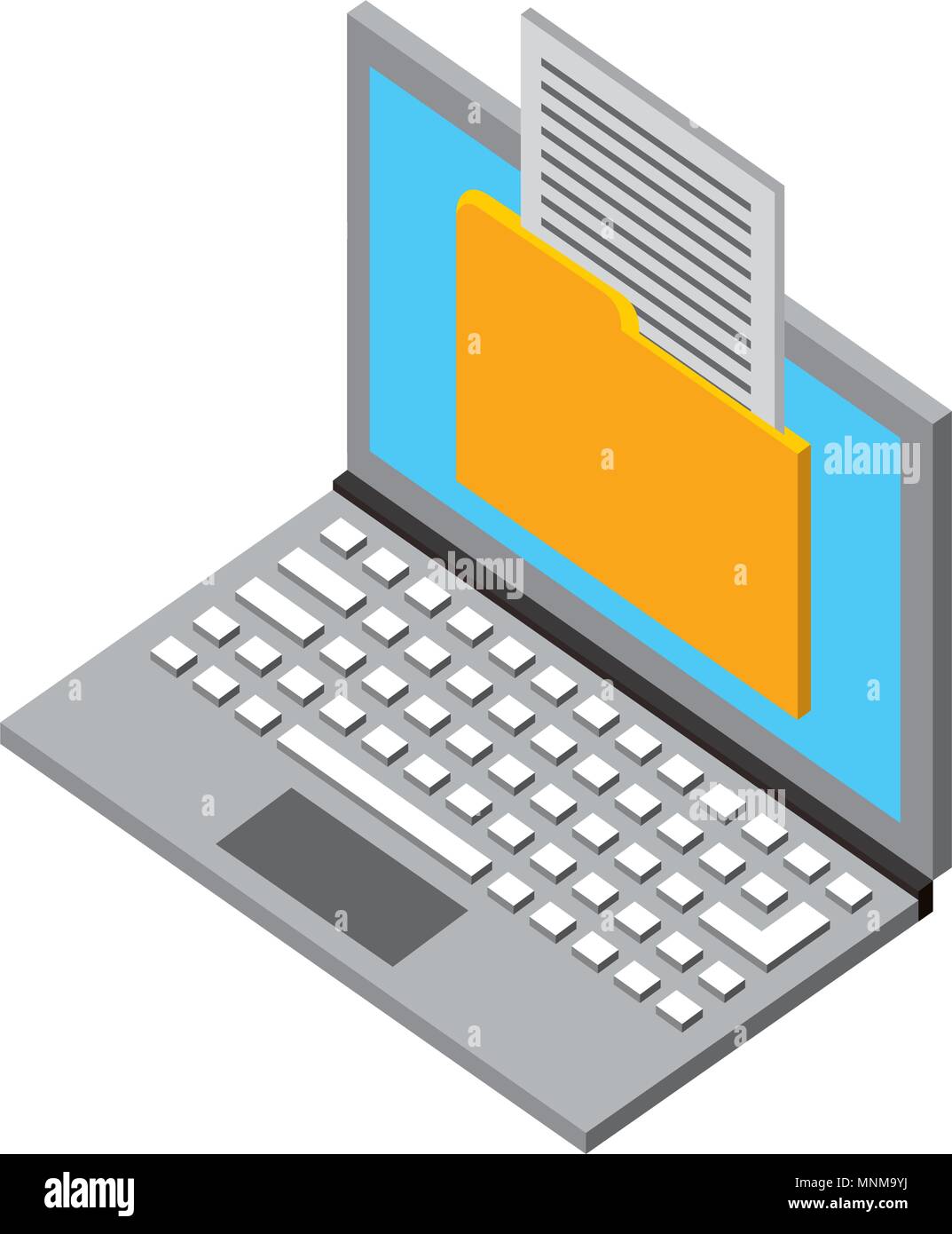 laptop computer with folder isometric icon Stock Vector Image & Art - Alamy