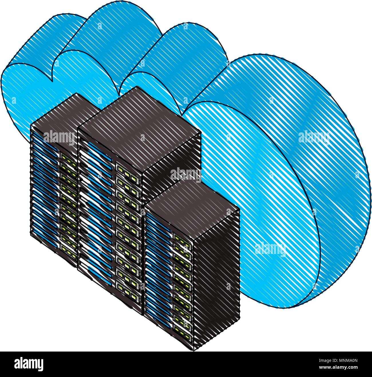 cloud computing with server towers isometric icon Stock Vector Image & Art - Alamy