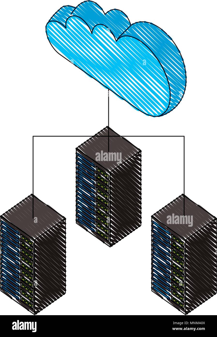 cloud computing with server towers isometric icon Stock Vector Image & Art - Alamy