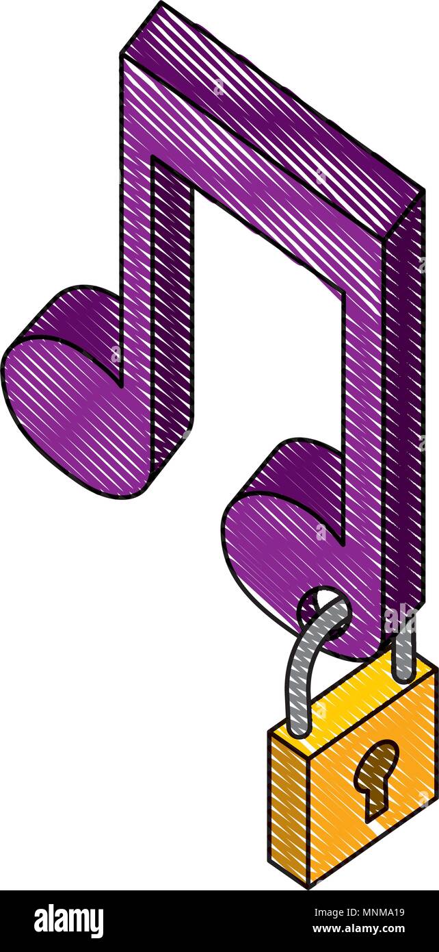 music note with padlock isometric icon Stock Vector Image & Art - Alamy
