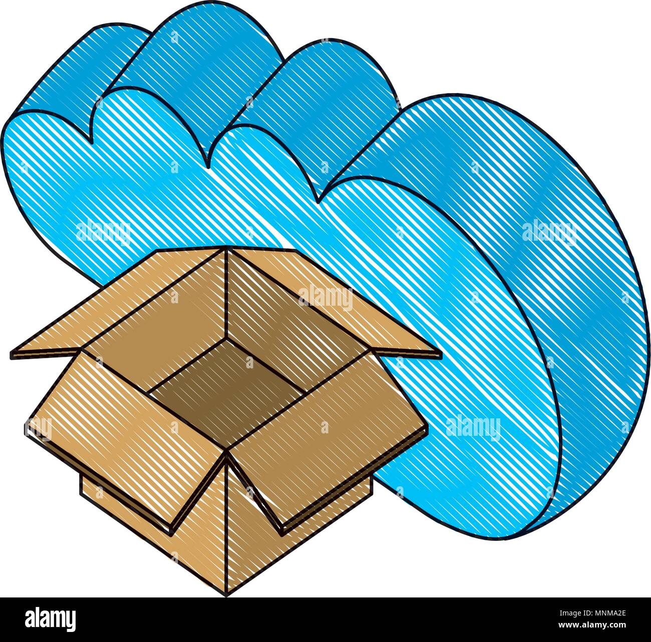 cloud computing with box carton isometric icon Stock Vector Image & Art ...
