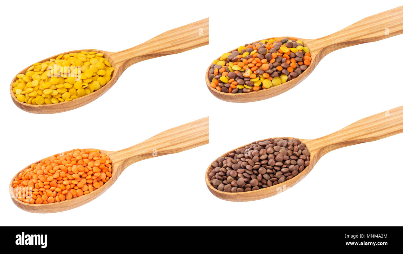 Set of different lentils isolated on white background with clipping ...