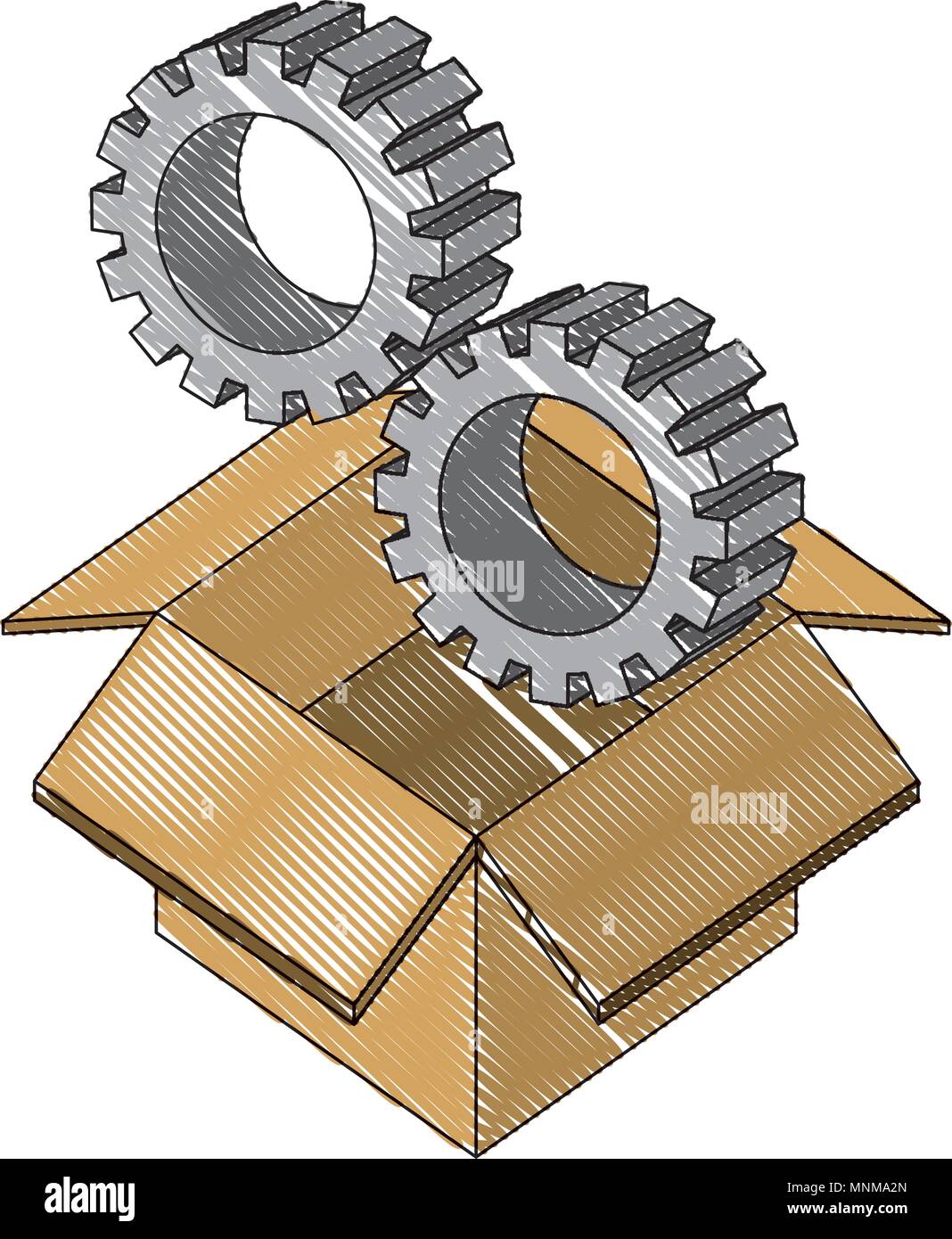 box carton with gears isometric icon Stock Vector Image & Art - Alamy