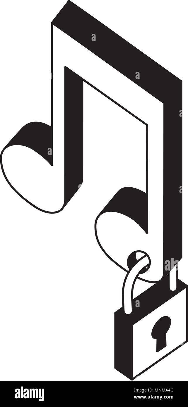 music note with padlock isometric icon Stock Vector Image & Art - Alamy