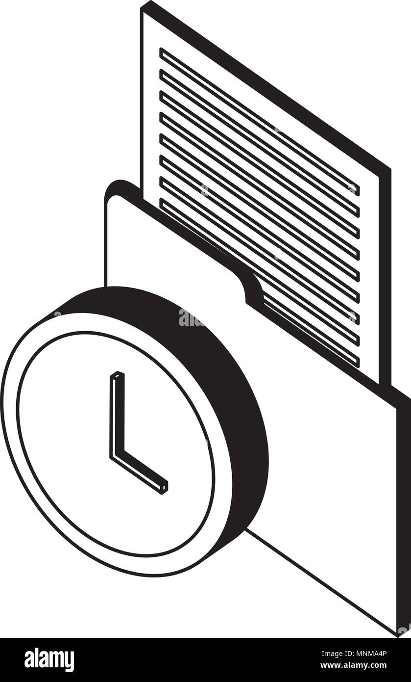 folder document with time clock isometric icon Stock Vector Image & Art ...
