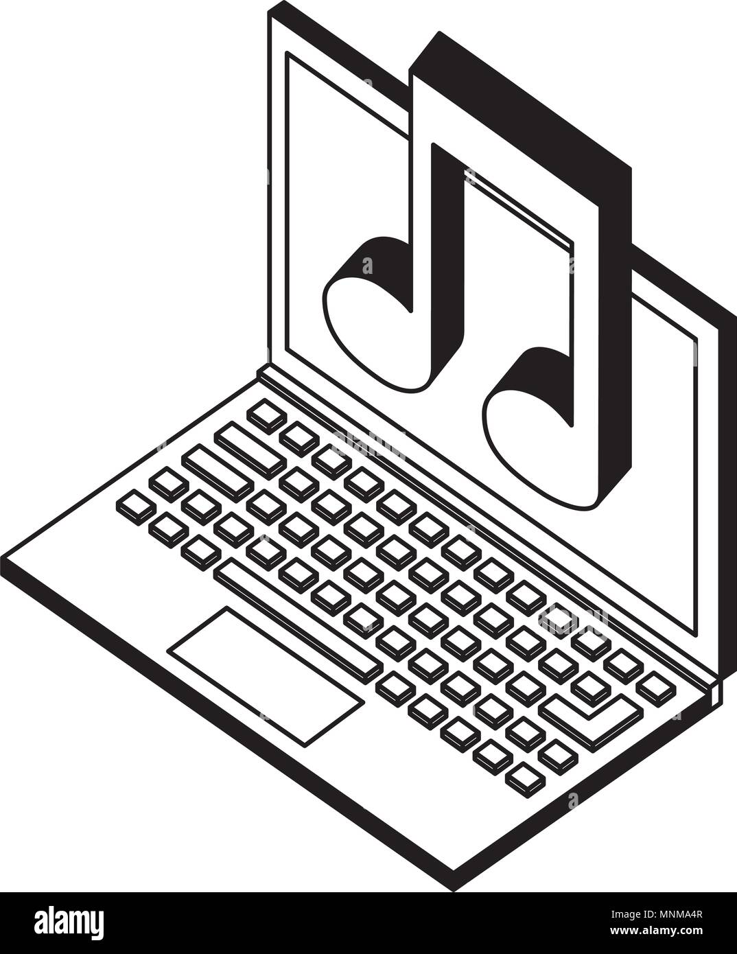 laptop computer with music note isometric icon Stock Vector Image & Art ...