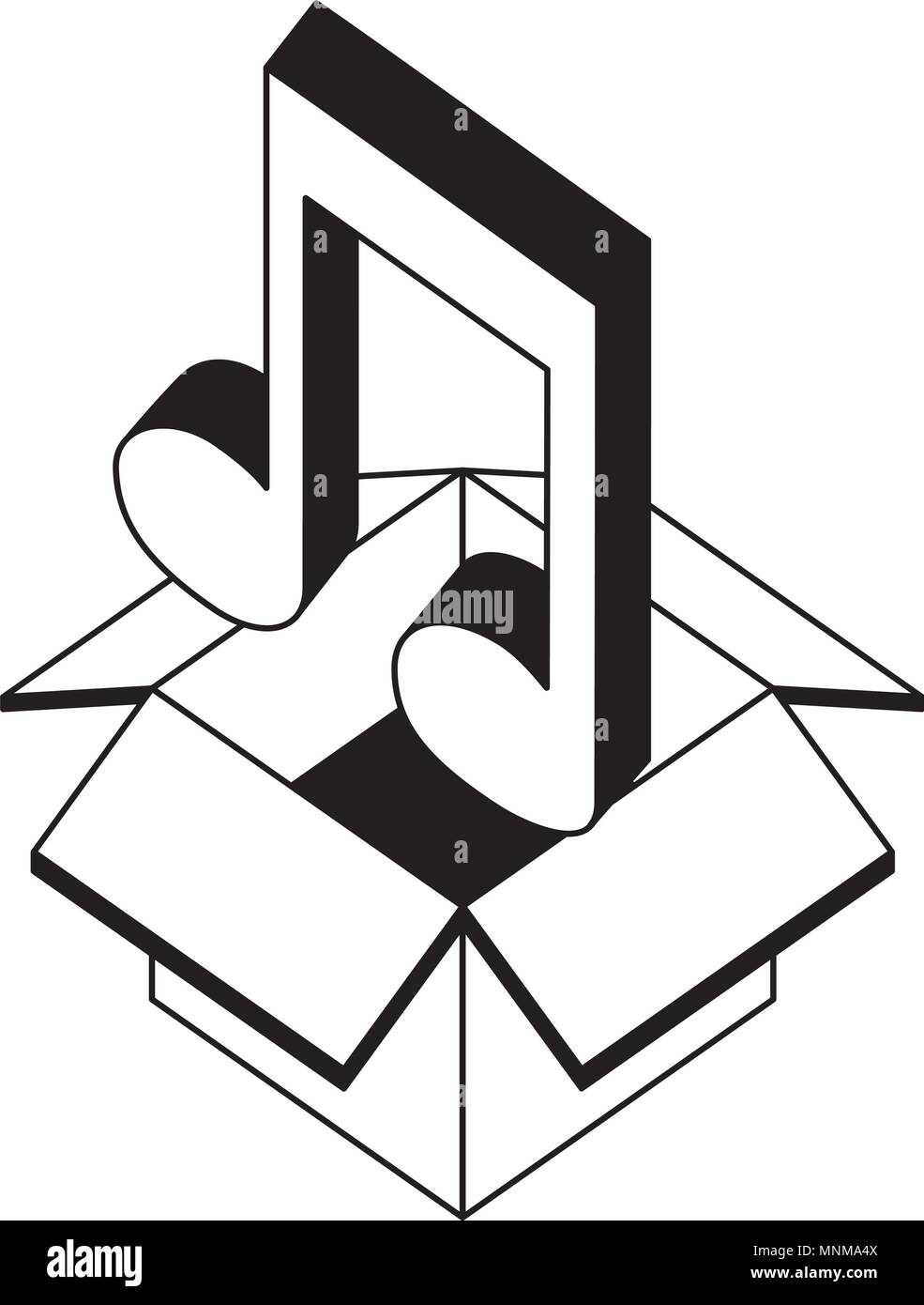 box carton with music note isometric icon Stock Vector Image & Art - Alamy