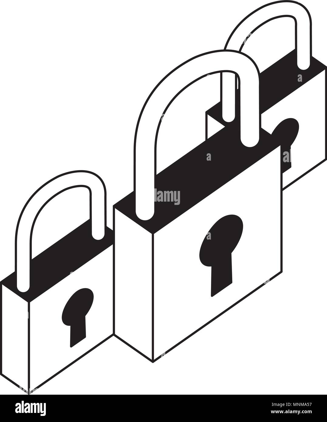 group of safe padlock isometric icon Stock Vector Image & Art - Alamy