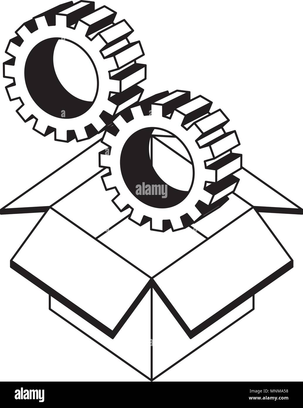 box carton with gears isometric icon Stock Vector Image & Art - Alamy