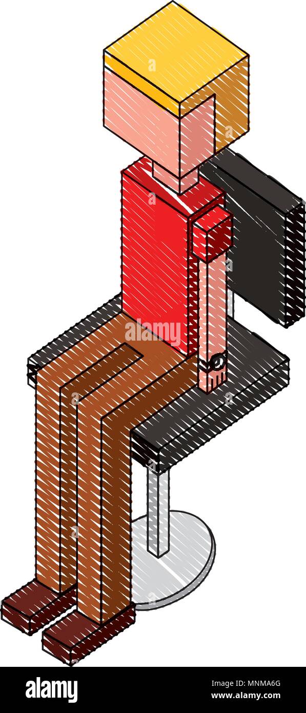 young boy with chair office isometric icon Stock Vector Image & Art - Alamy