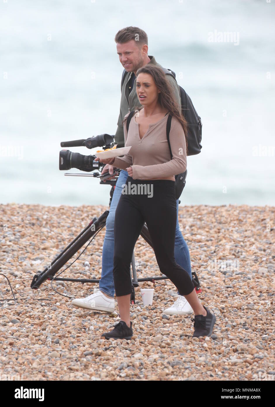 The cast of TOWIE filming at Brighton Beach Featuring: Shelby Tribble ...